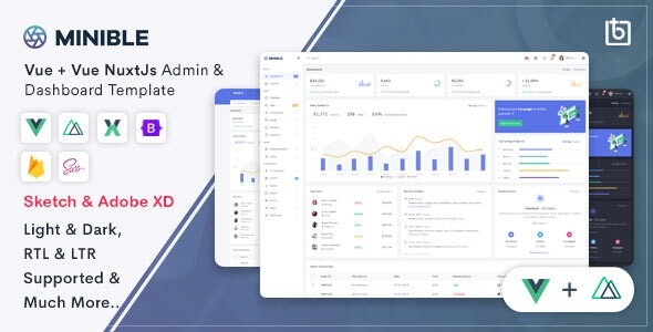 Minible v3.1.0 Vue & Vue Nuxt Admin Dashboard Template - GPL Lisanslı | Eklenti Market